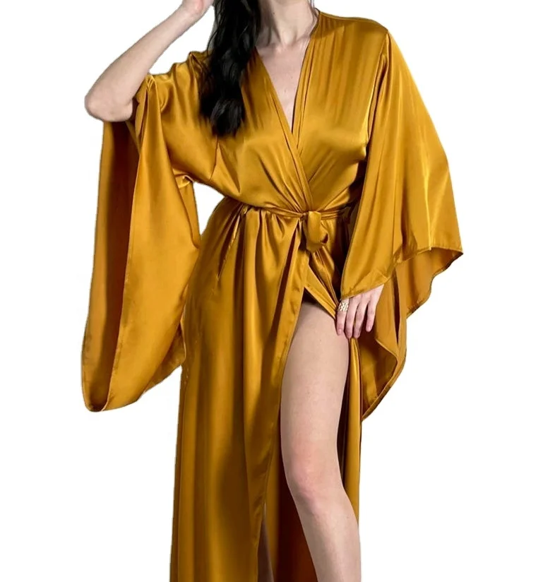Wholesale Long Silk Satin Kimono Robes Nightgowns