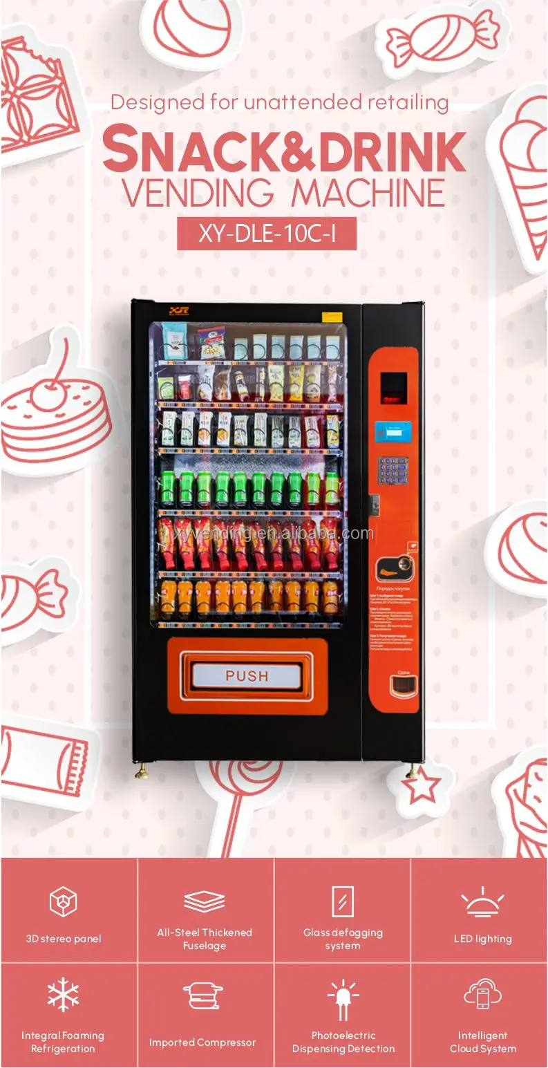 XY-DLE-10C-I Combination Vending Machine for Snacks & Drinks