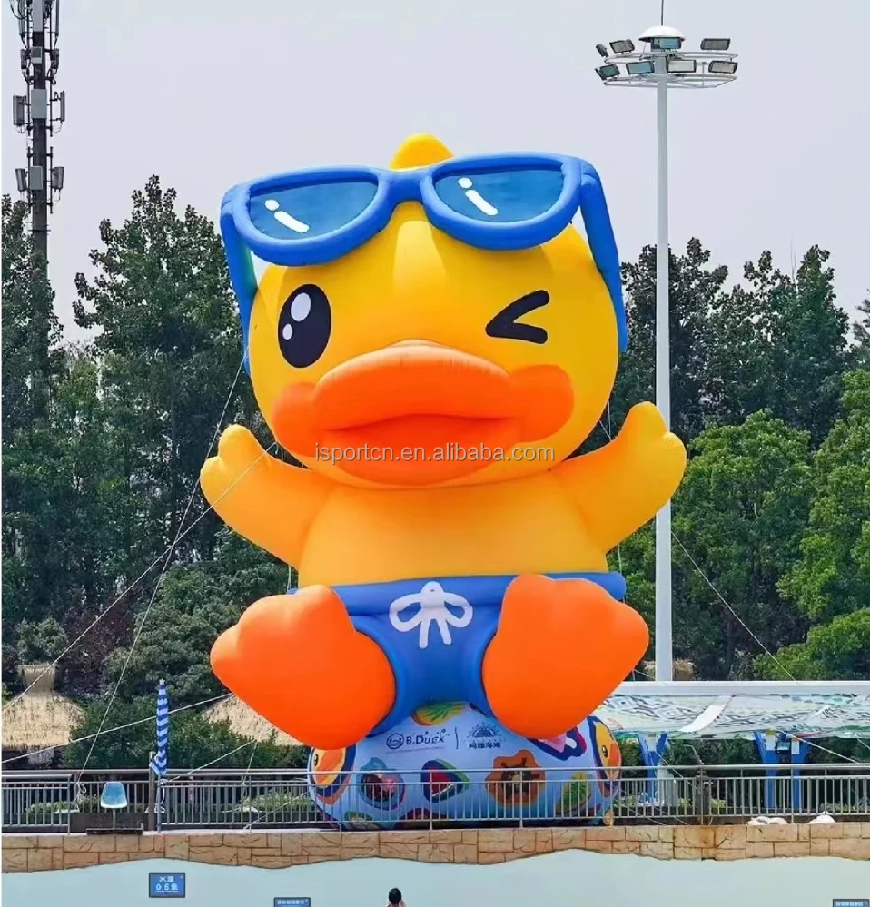 Giant Inflatable Cartoon Yellow Rubber Duck , Water Fixed Yellow Duck ...