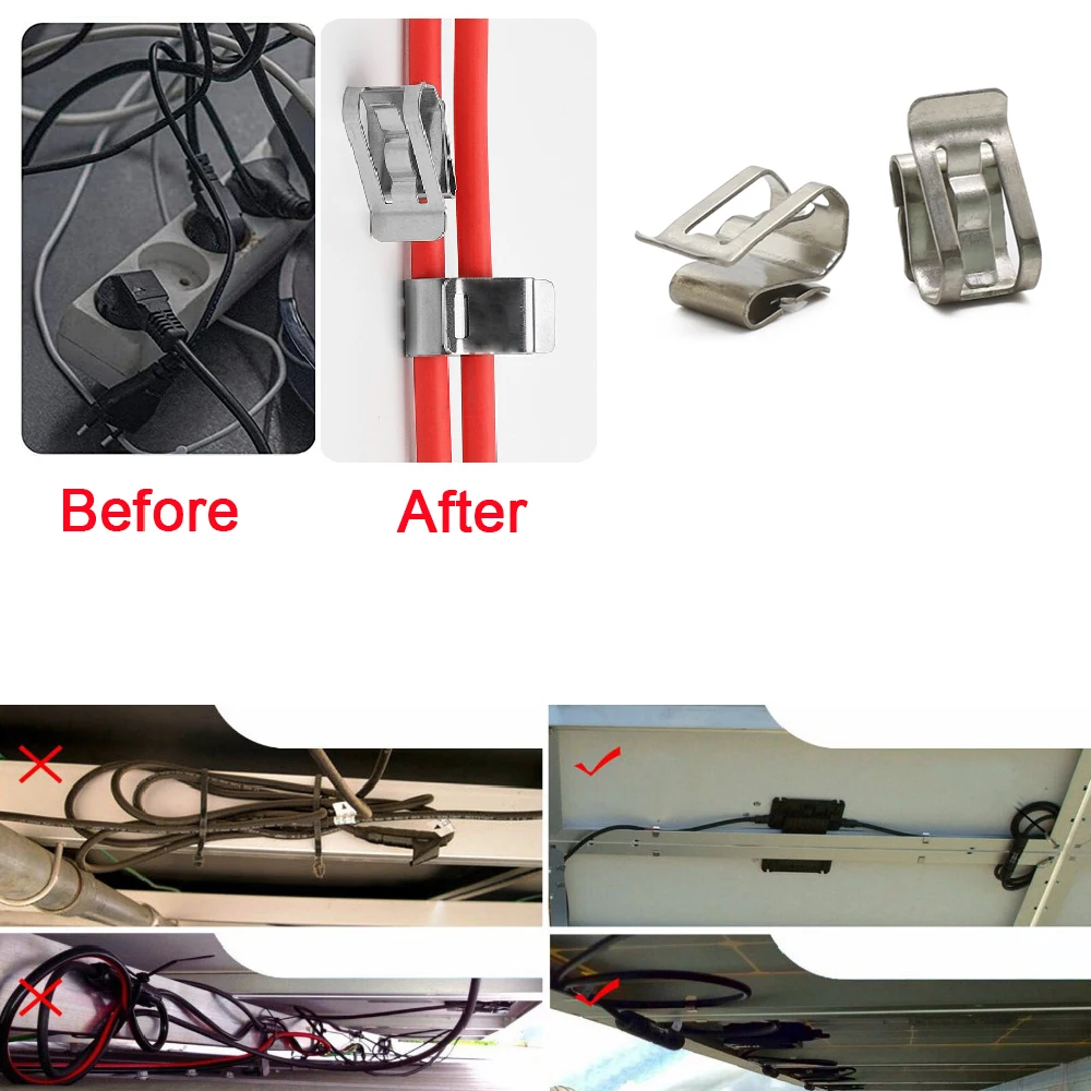 50 Pcs Solar Panel Cable Clips Stainless Steel Solar Pv Wire Clips ...