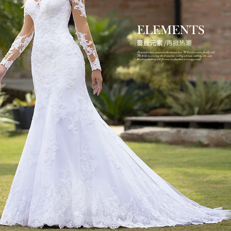 Vestido Sweep Train Gown Prom Lace Mermaid Wedding Dress