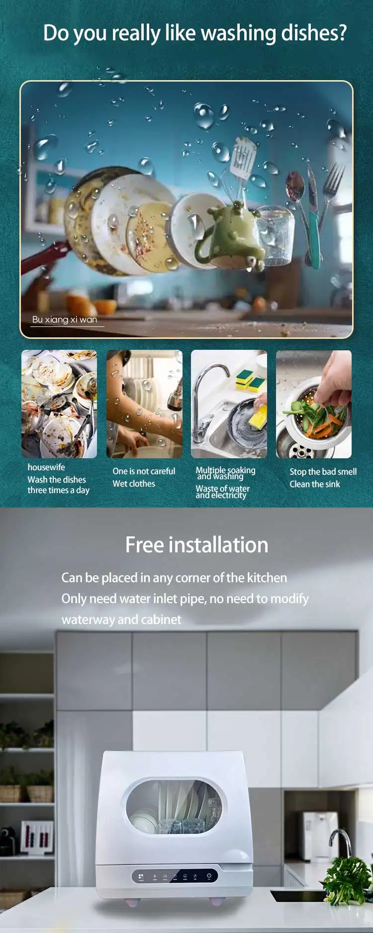 Appliances For Kitchen Dishwasher Small Automatic Smart Desktop Air ...