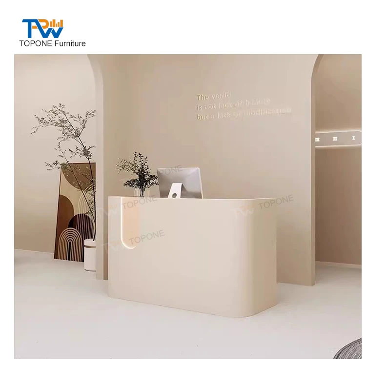 White Curved Reception Desk - Modern Salon Furniture