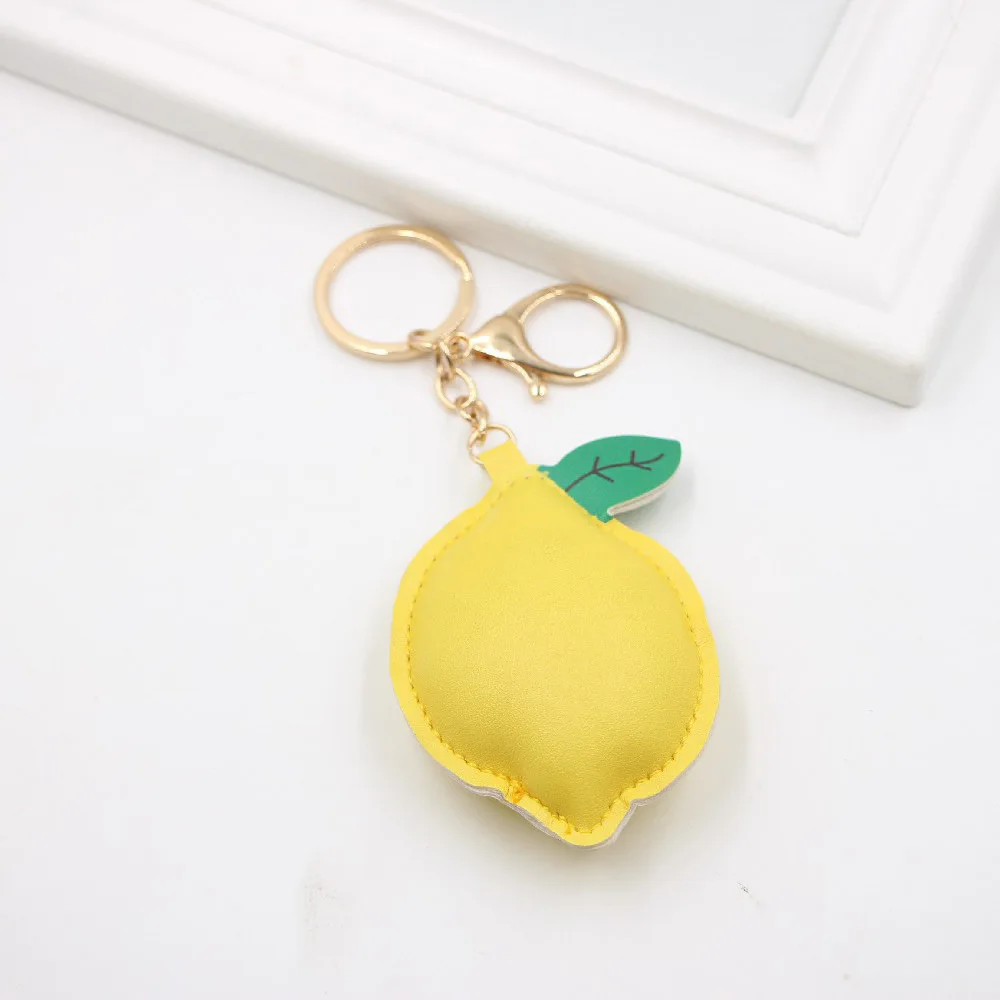 Wowei Cartoon Cute Fruit Lemon Keychain PU Leather Key Chain with ...