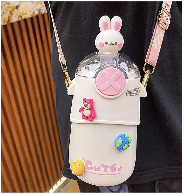 Children Cartoon Lovely Thermos Bottle Student Portable Strew Cup Water ...