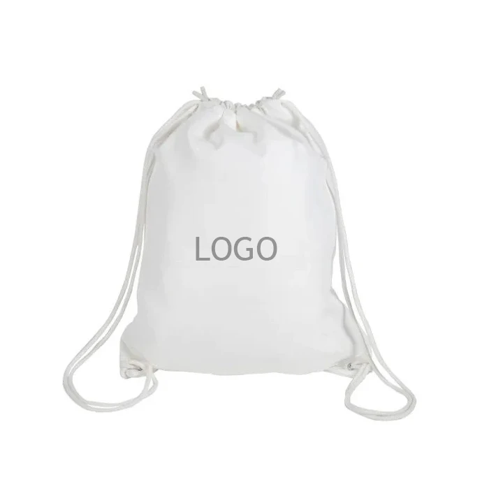 100% Polyester White Canvas Drawstring Sublimation Bag Blank Canvas ...
