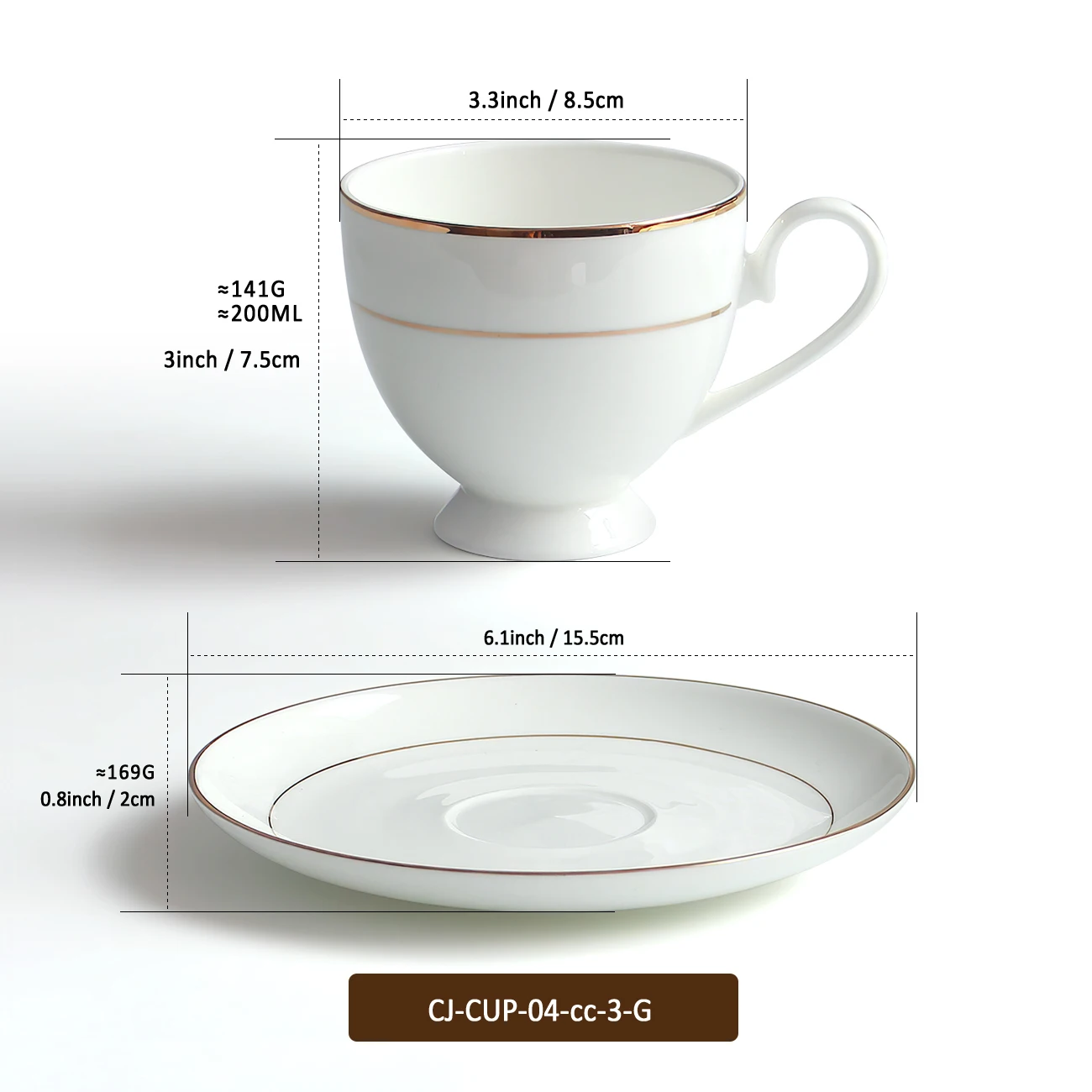 Elegant Bone China Tea Cups with Gold Trim - Perfect for Afternoon Tea