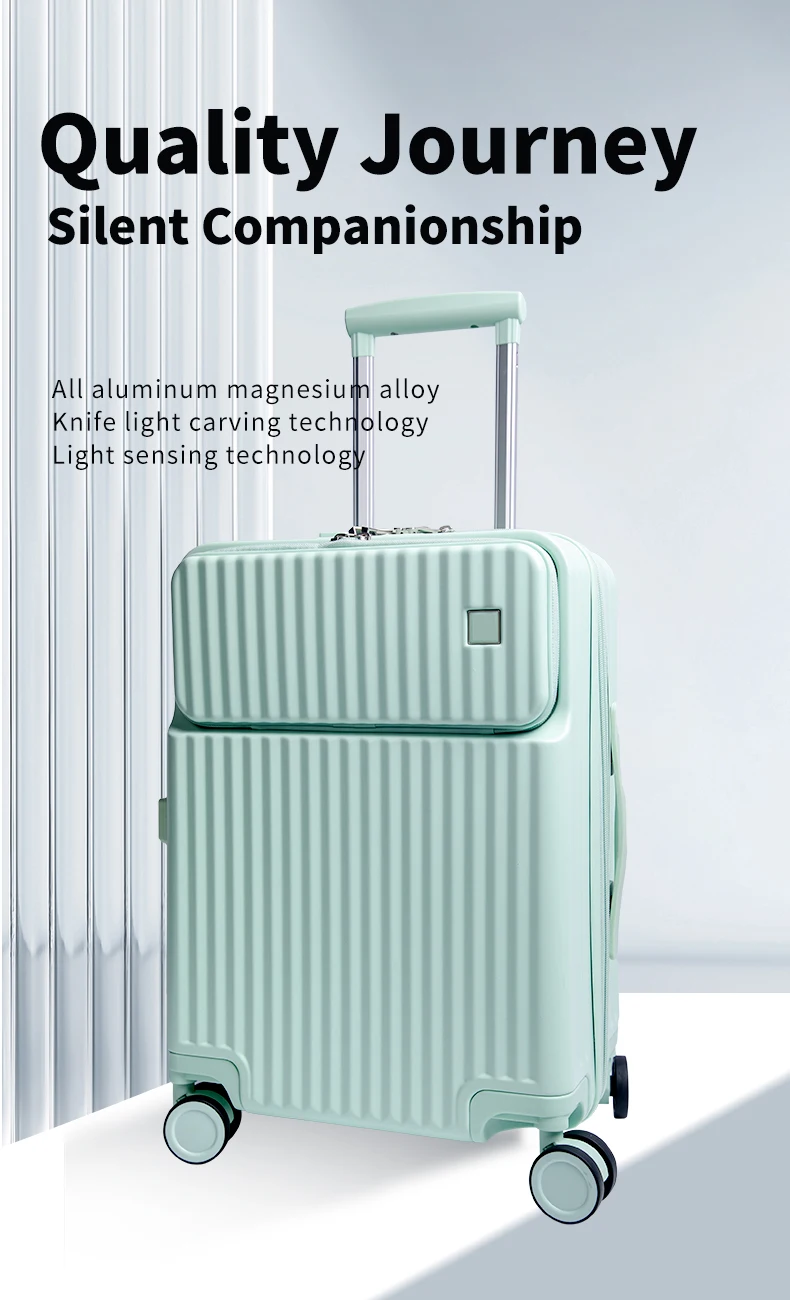 2022 New Front Opening Trolley Case Boarding Universal Wheel Suitcase ...