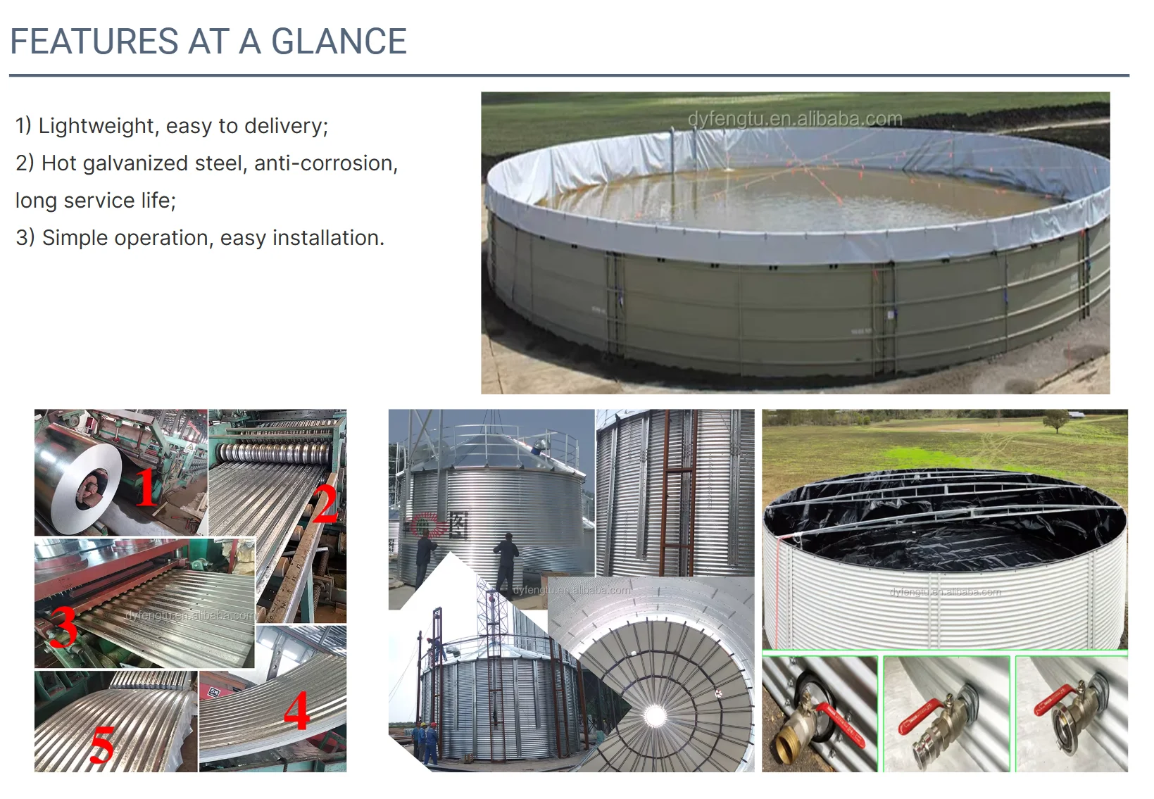 Industrial Large Capacity Galvanized Steel Water Tank 50000 Liters for ...