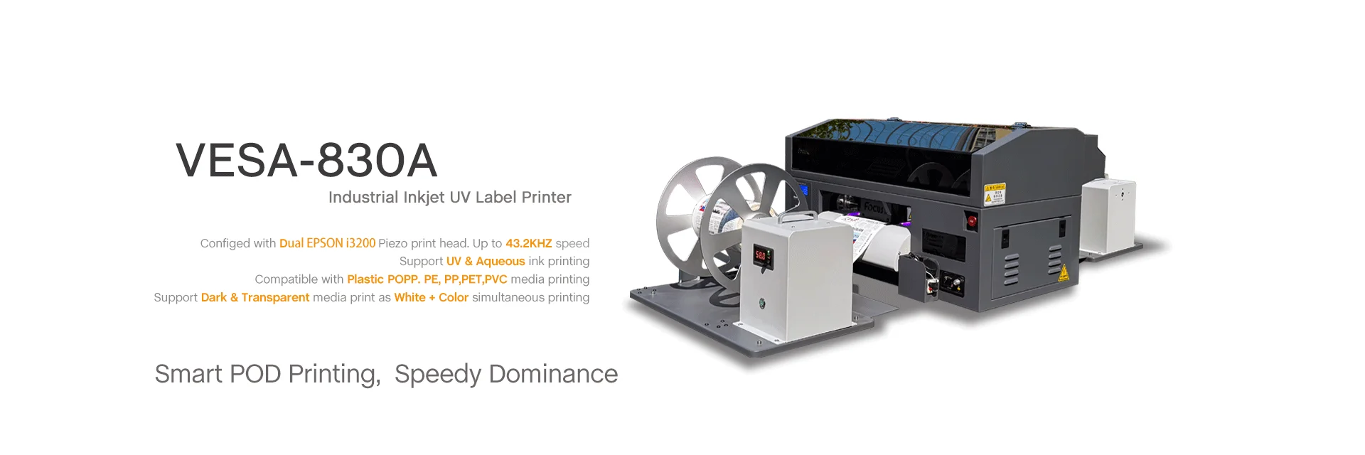 Focusinc UV Inkjet Label Printing Machine Roll to Roll for Small Business BOPP PET PP Printer ...