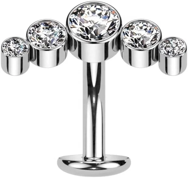 ASTM F136 Floating Titanium Beauty Stones Bezel Threadless Push In Body ...