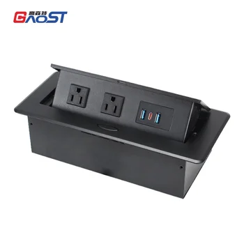 Office Desk And Furniture Recessed Power Bar Hidden Outlet With Usb A C ...
