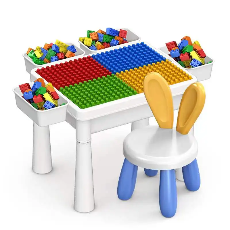 New Design Kids Learning Playing Plastic Toy Building Blocks Table With ...