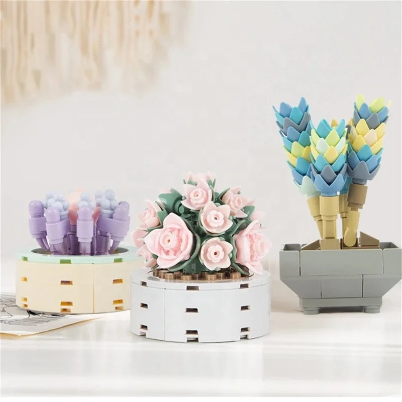 Alibaba.com: JAKI Potted Plants Gardens Romantic Flower Building Blocks ...