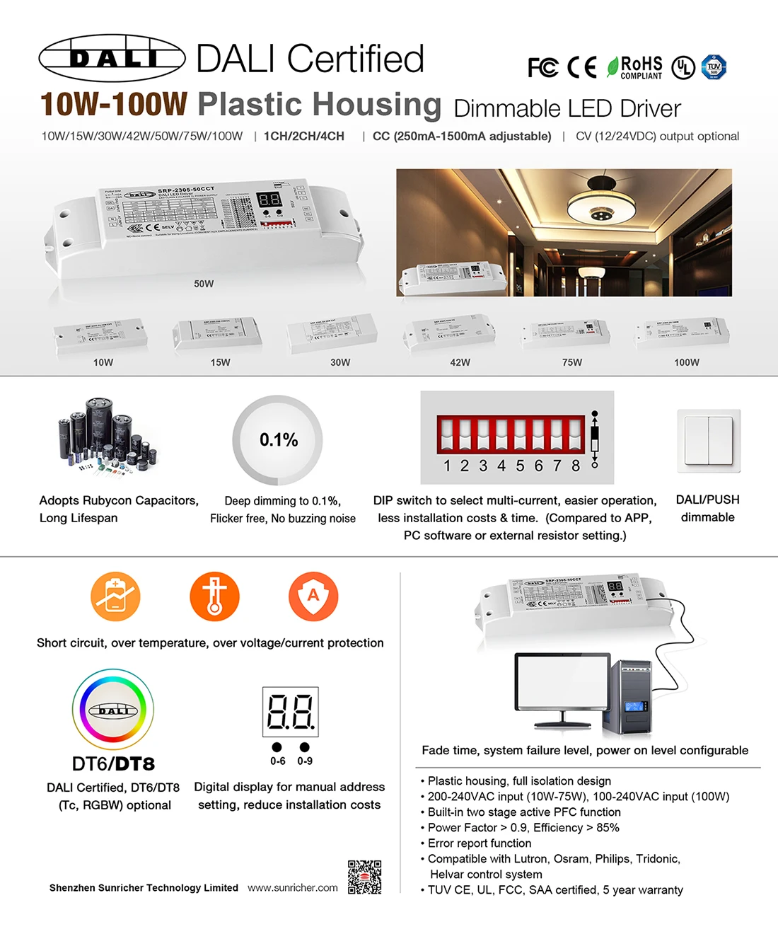 Sunricher Dali System Led Lighting Control Gear - Buy Led Controll Dali ...