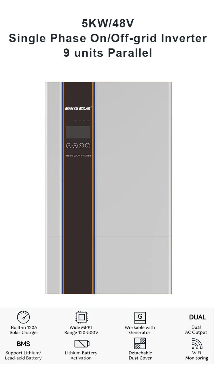6kw Single Phase Off-grid Inverter 120a Mppt Solar Charge Controller ...