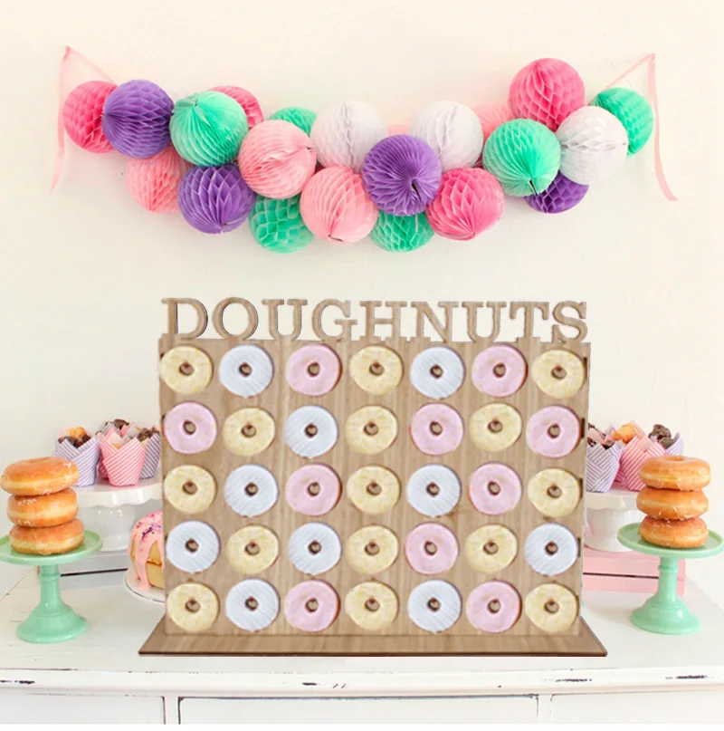 Large Size Wooden Donut Wall Display Wedding Birthday Doughnut Holder ...