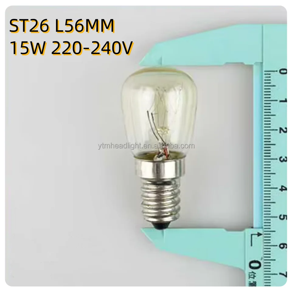 High Temperature ST26 Clear 15W Lamp for Oven & Refrigerator