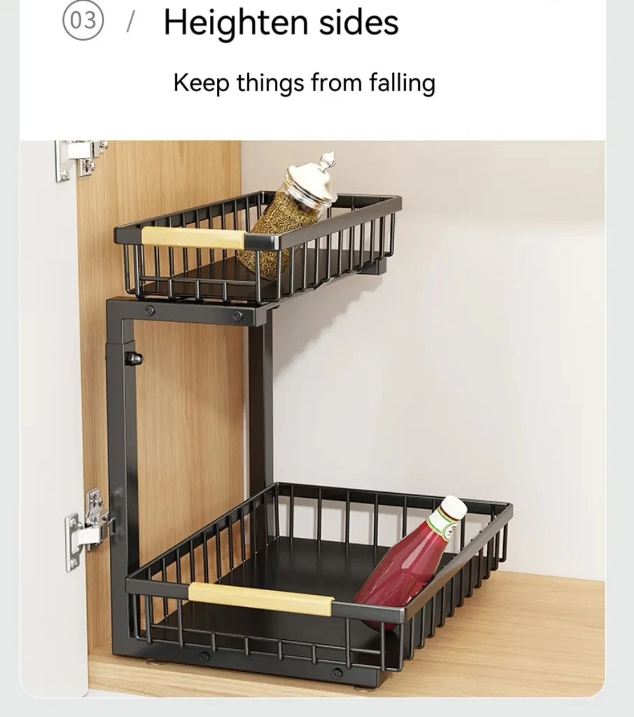 Kitchen Storage 2tier Sliding Cabinet Basket Drawer Under Sink ...