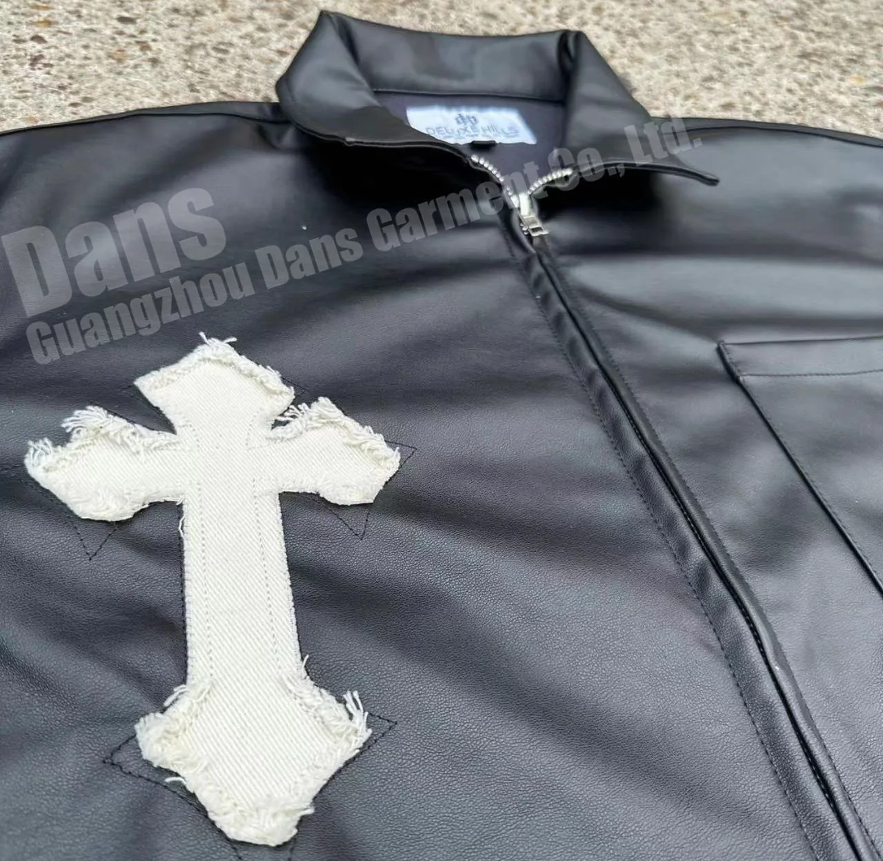 High Quality Mens Streetwear Zip Up Pu Lapel Jacket Custom Patches ...