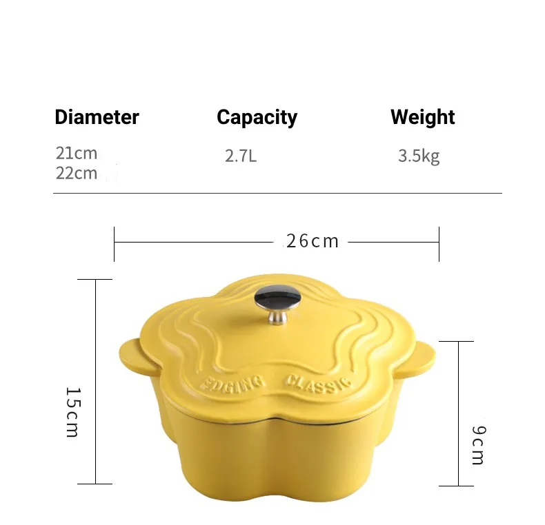 2024 Customized Kitchenware Non-Stick Enamel Cast Iron Cooking Pot ...