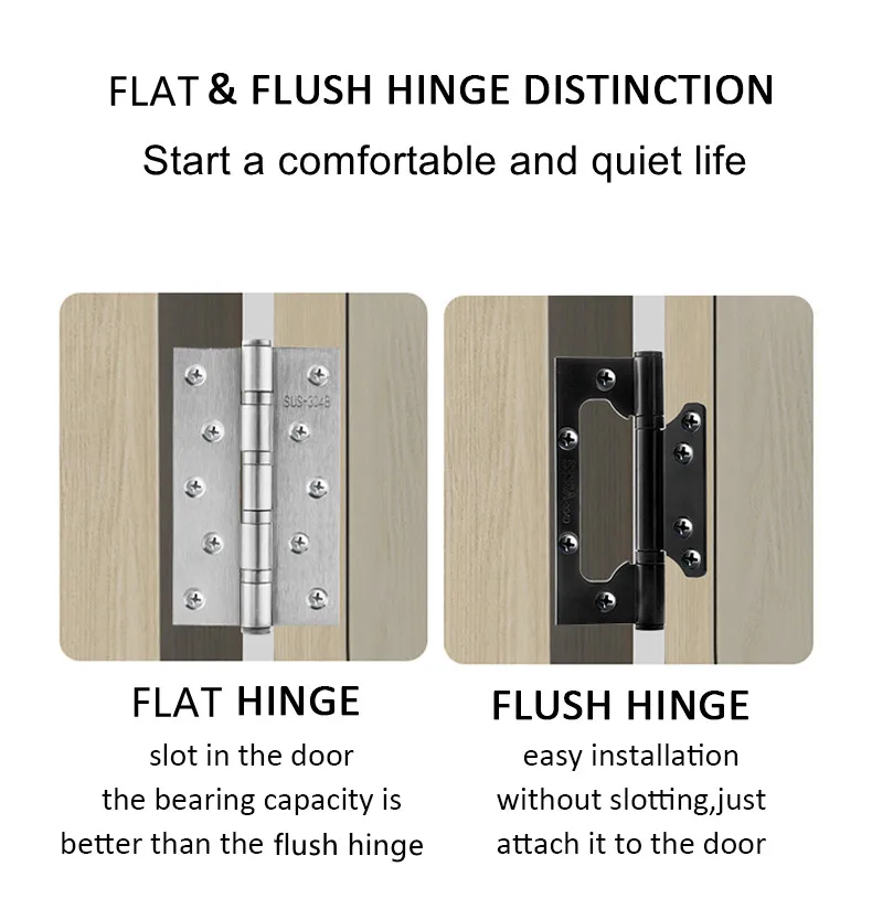Factory Wholesale Popular 4 Inch 2.4mm Stainless Steel Butterfly Flush Door Hinge For Wooden ...