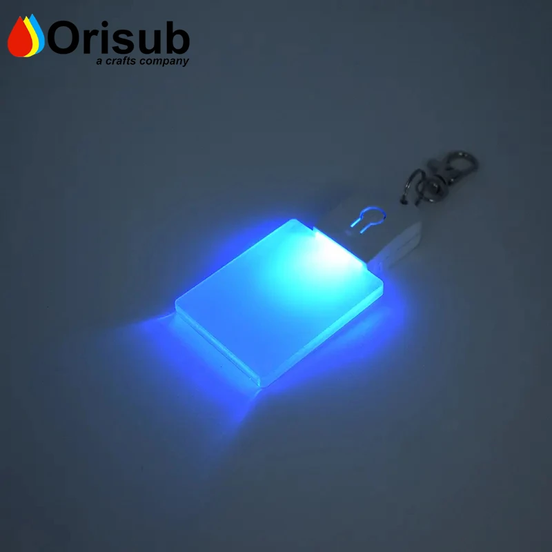 Personalized White Plain Acrylic LED Light up Keychains