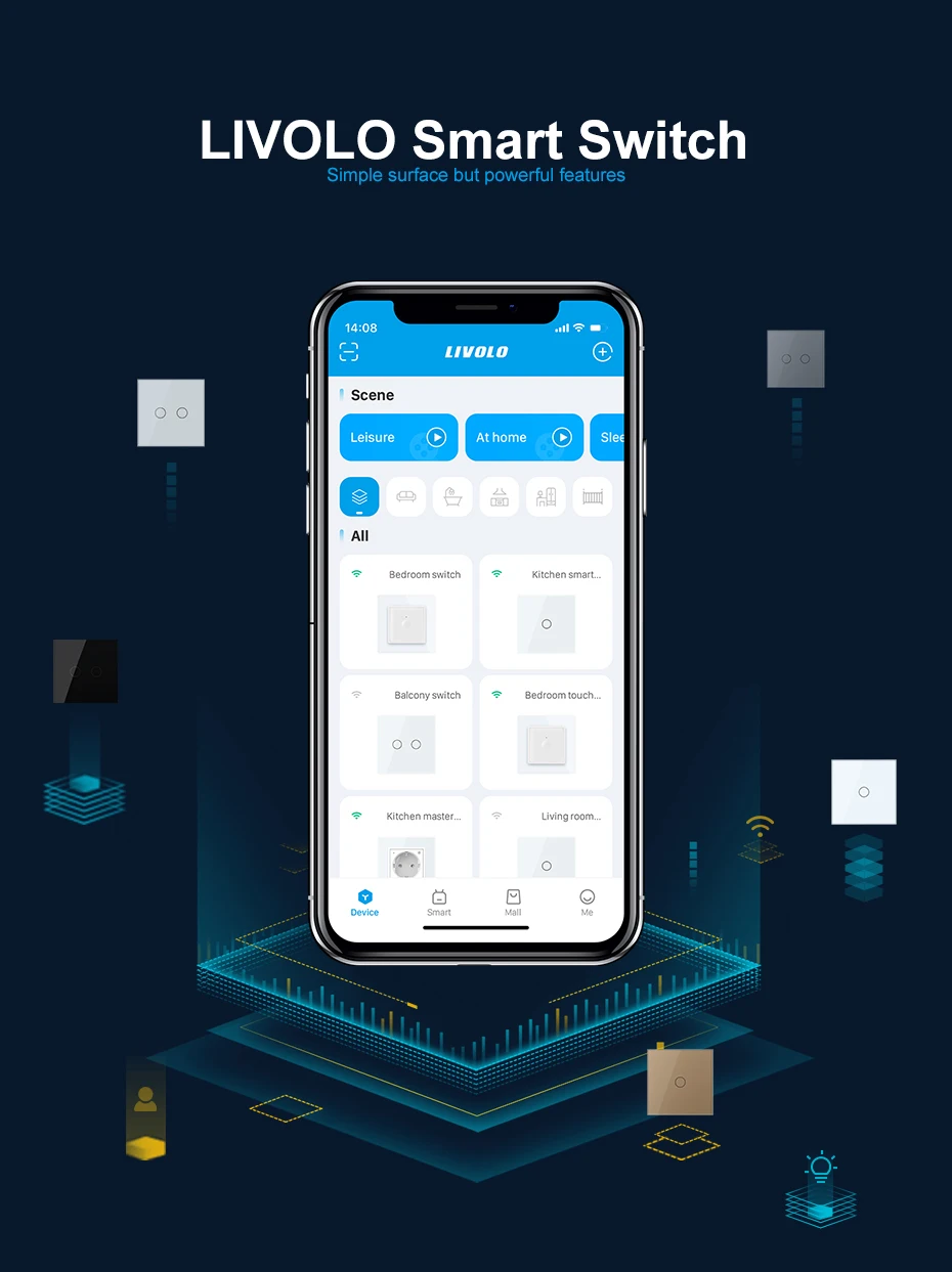 Livolo Eu Standard 2gang 1way Smart Wifi Wall Light Touch Switch ...
