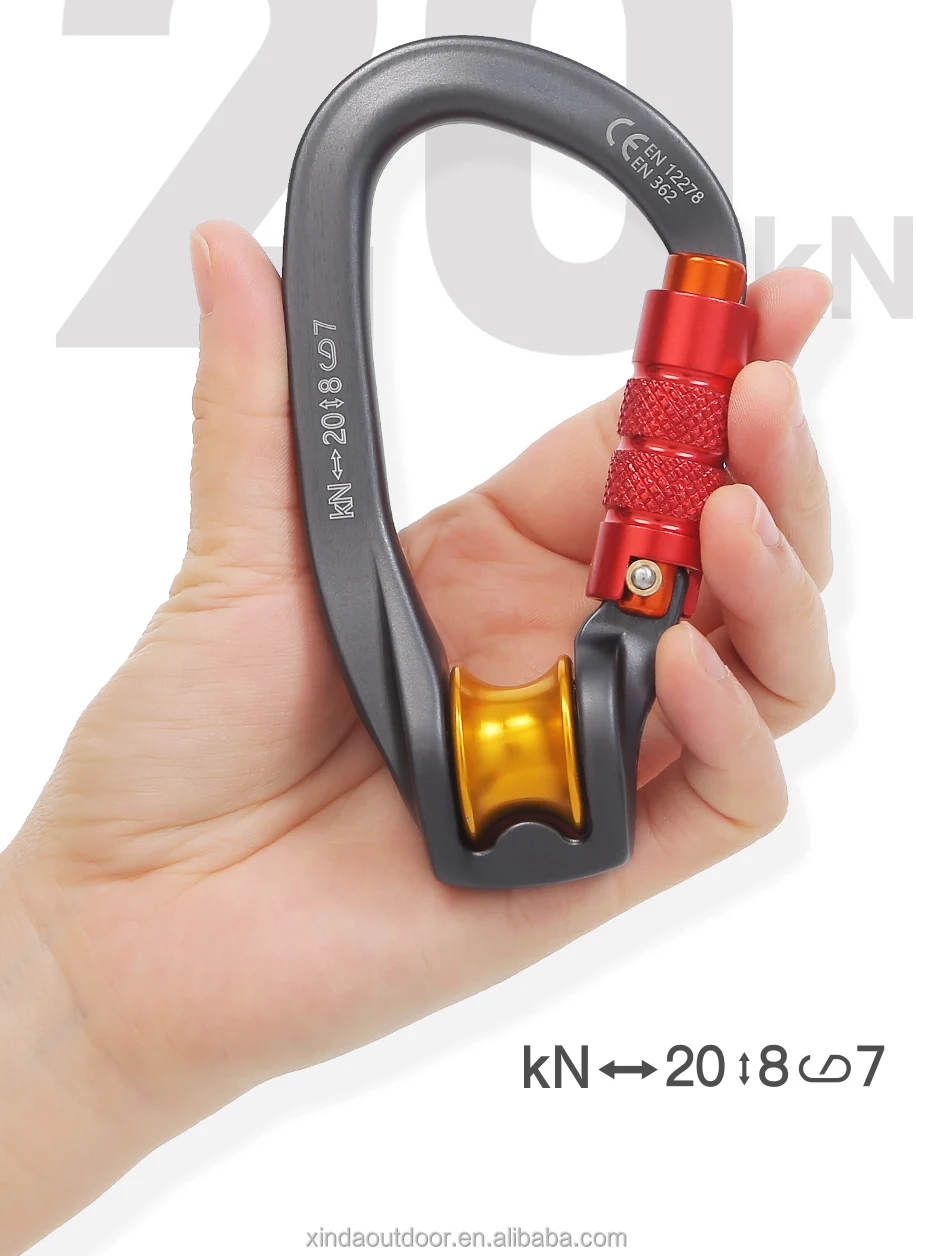 XINDA Pulley Carabiner Screw Gate Twist Locking for Climbing