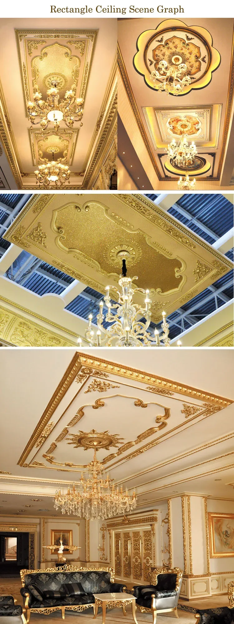 Banruo Gold PS Rectangle Top Wall Board for Hotel Lighting