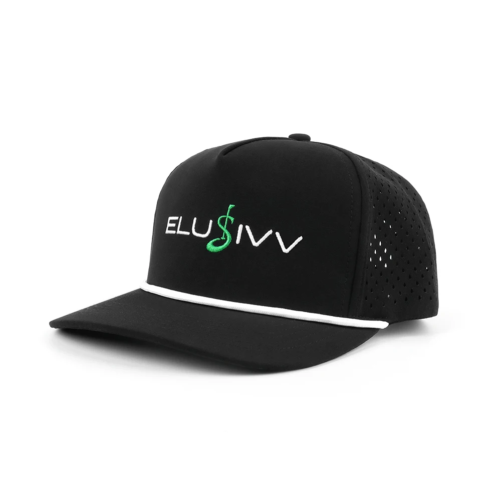 Custom Logo 5 Panel Rope Baseball Cap,Laser Cut Perforated Sport ...