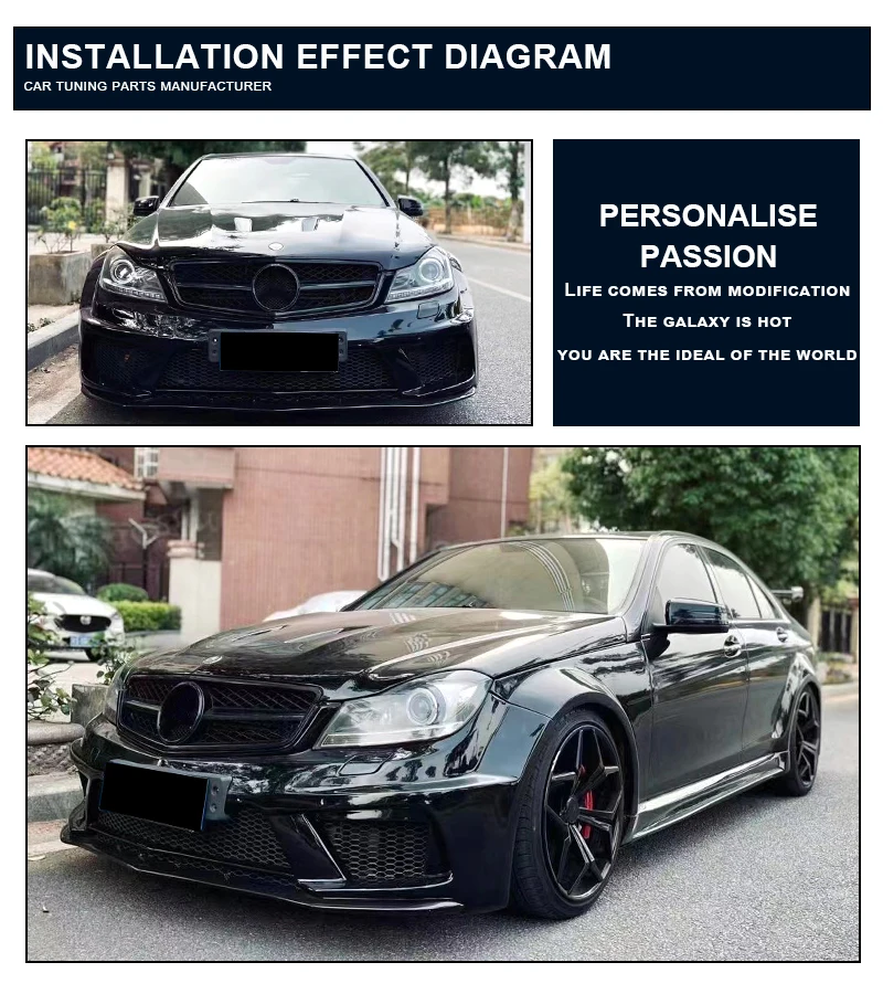 Mercedes-Benz C-Class W204 Wide Body Kit - Matte Black OEM | Wholesale
