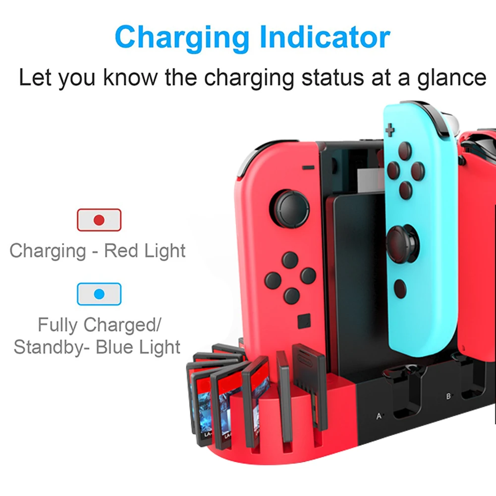 For Nintendo Switch Charging Station 4 Port Holder 9 Games Slots ...