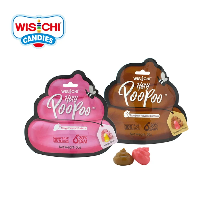 Poopoo Shape Gummy Candy Jam Filled Soft Candy Halal 30% Fruit Juice ...