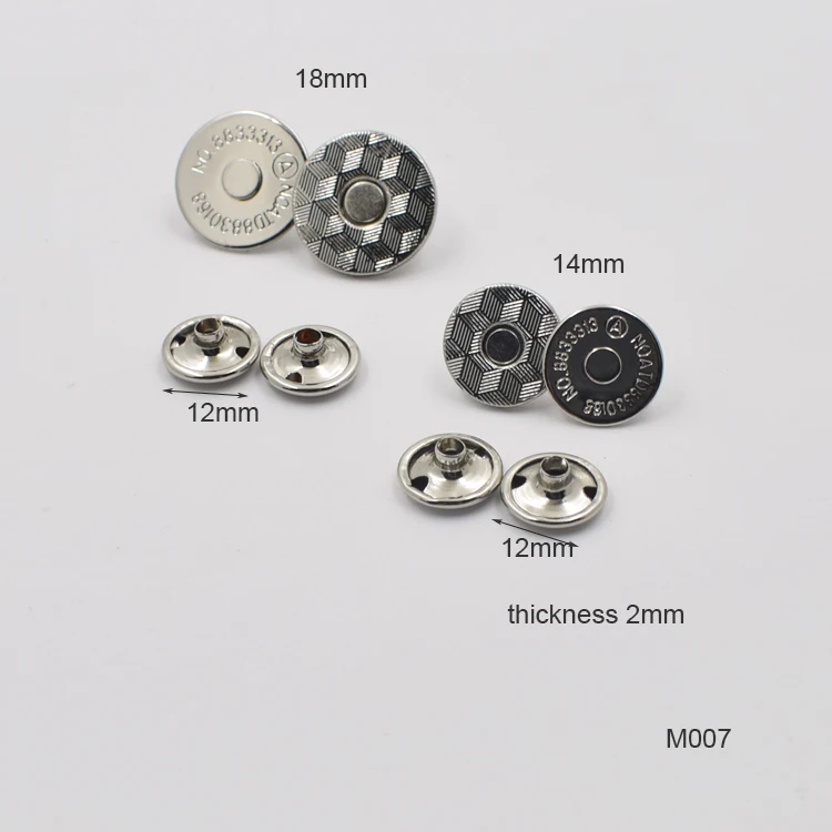 2022 Double Rivet Head Thick Metal Snap Closure Magnet Button For Bag ...