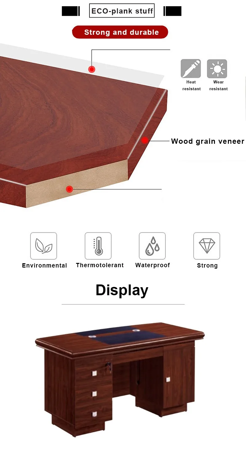 Luxury Brown Office Furniture Wooden Office Table Foshan, Cherry Wood ...