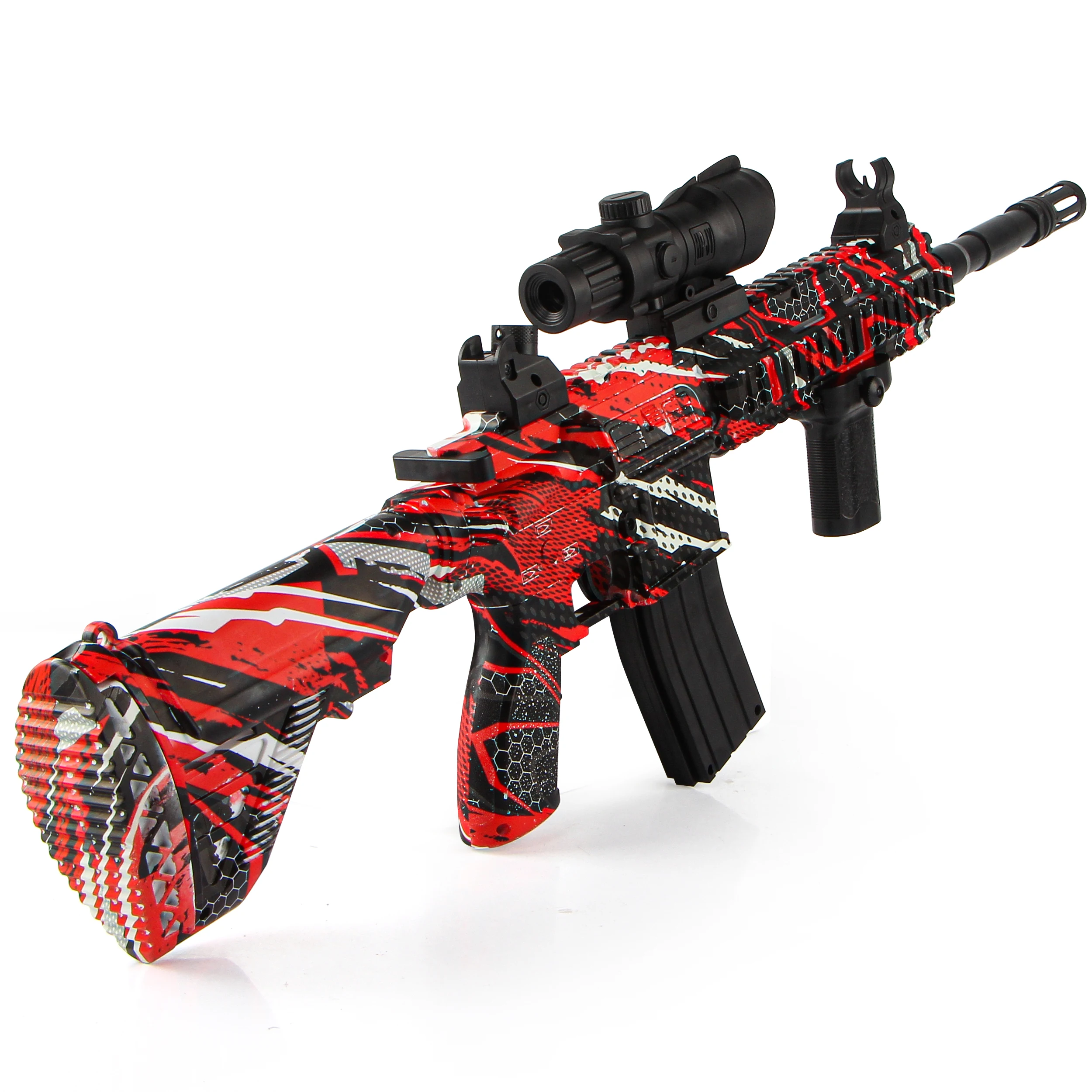 Red And Black Camo Rifle