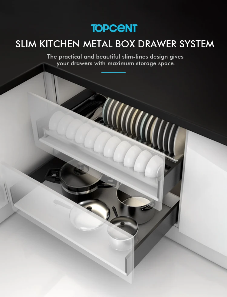 Topcent Soft Close Slim Drawer System Furniture Metal Drawer Slide ...