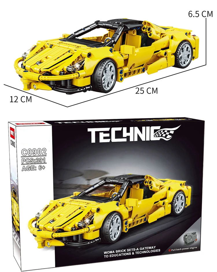 Samtoy 391pcs Assembling Diy Puzzle Mechanical Racing Car Pull Back ...