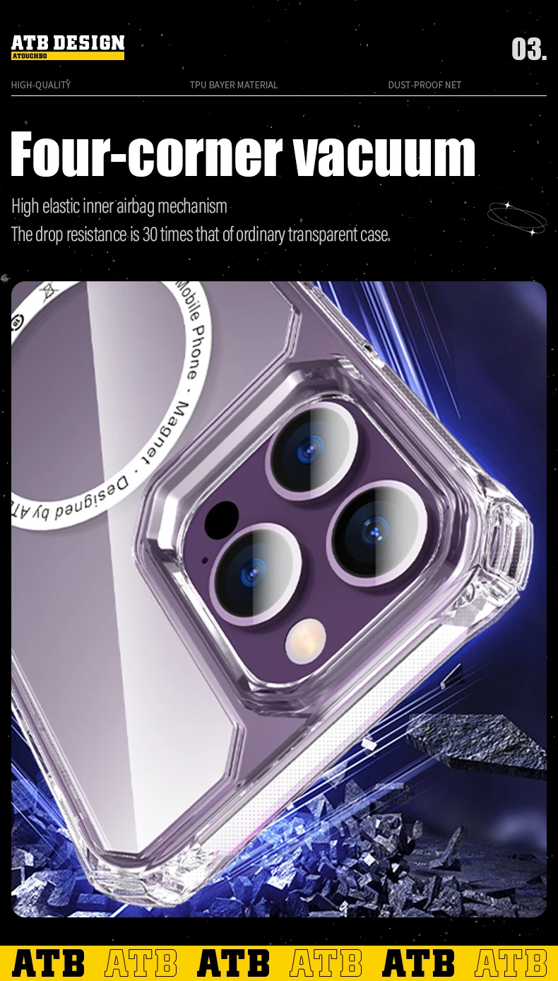 Atouchbo 3rd Generation Crystal Diamond Armor Case Magnetic Enhanced ...