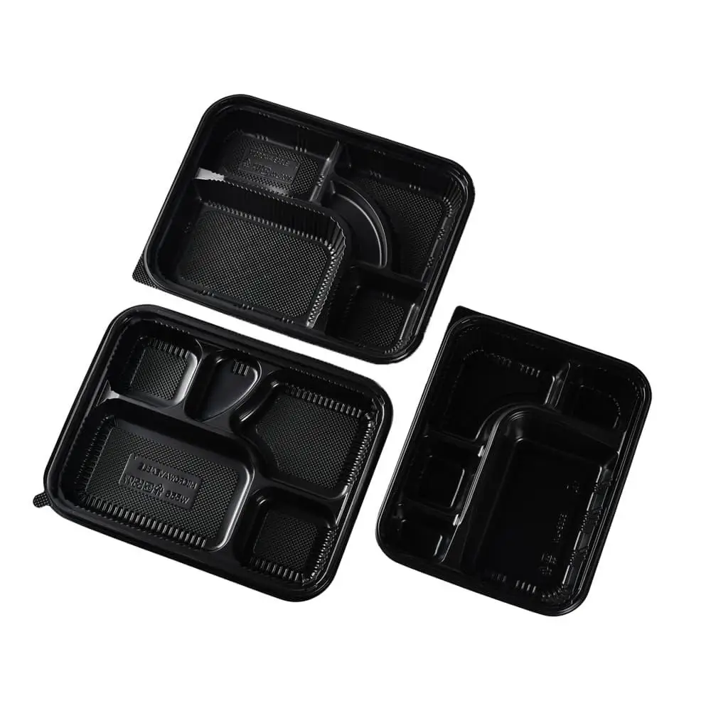 Five Compartment Plastic Food Packaging Container Disposable Carry Out ...