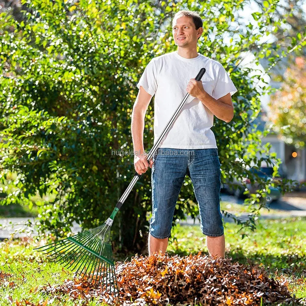 22t Adjustable Lightweight Outdoor Steel Garden Leaf Rake For Quick ...
