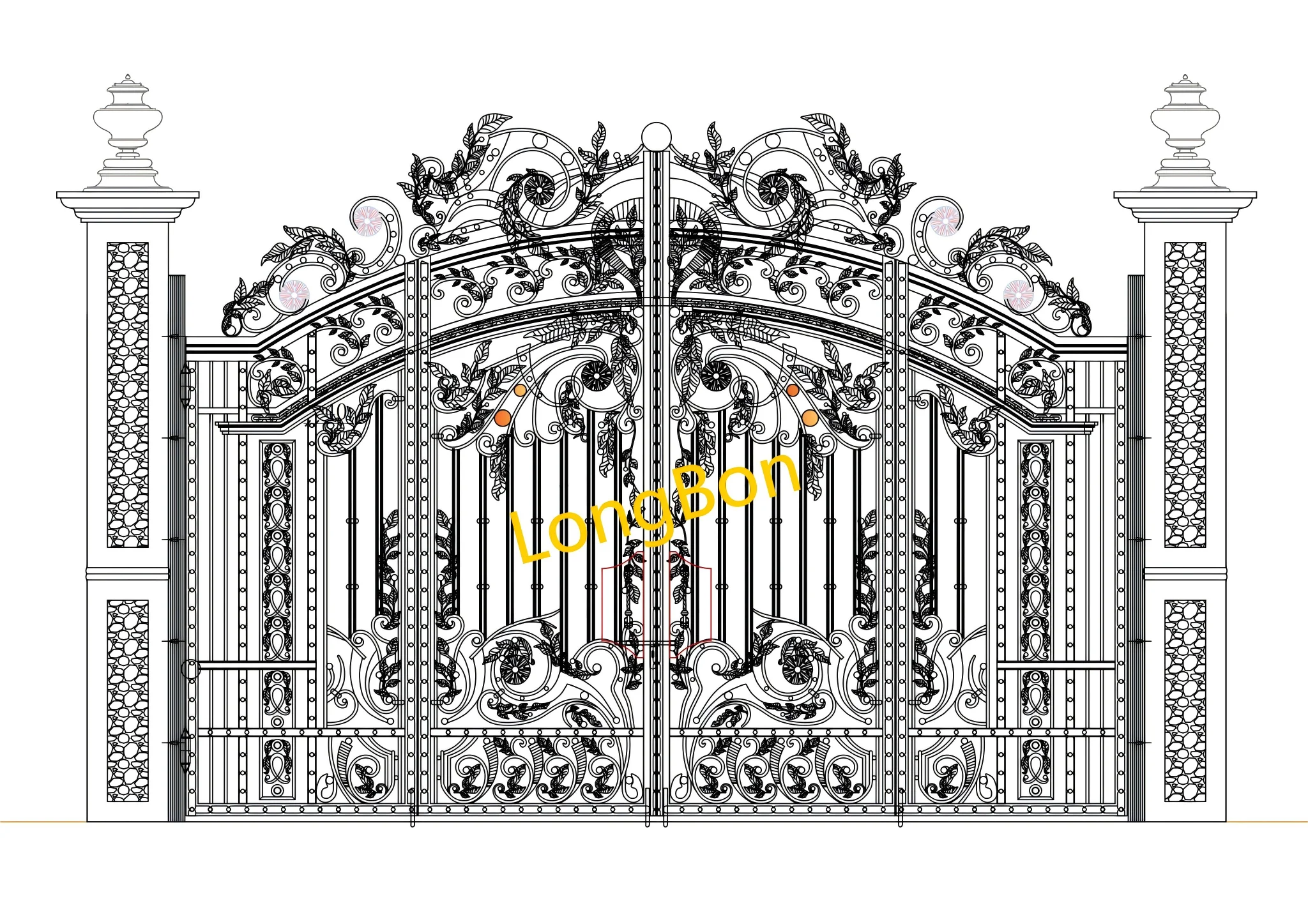 Antique Design Wrought Iron Entrance Gate - Elegant Double Metal Gate ...