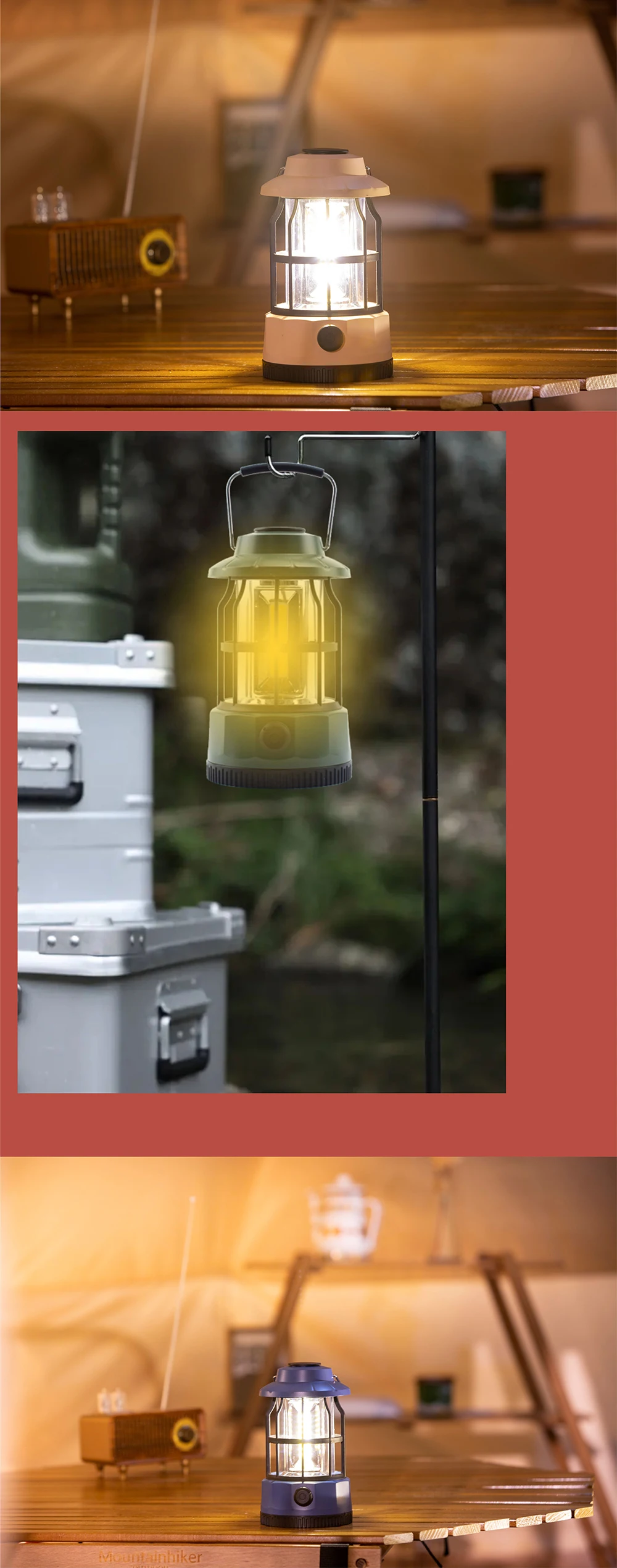 Portable Camp Tent Rechargeable Battery Cob Led Retro Camping Light ...