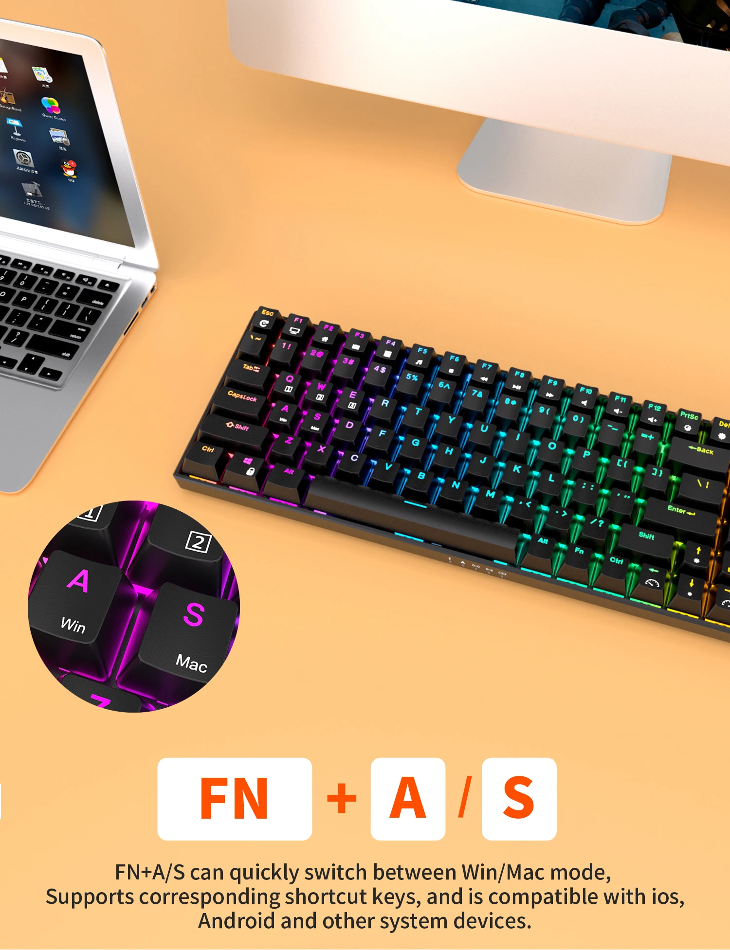 Royal Kludge Rk100 Gateron Switch Blaptop Keyboard Backlit Farbige ...