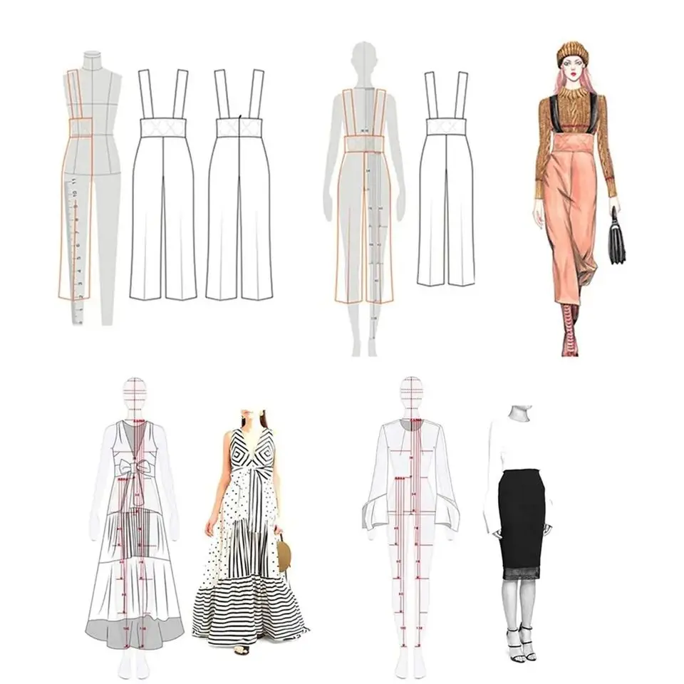 5Pcs Fashion Drawing Template Design Set Sewing Clothing Measuring ...