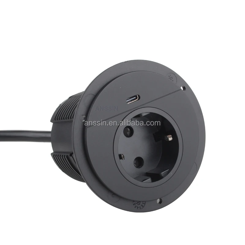 Recessed in-Desk Power Socket Grommet 60mm Round Desktop Socket - OEM ...