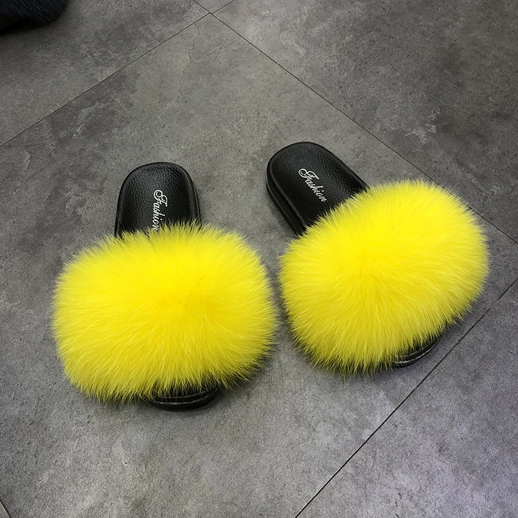 2022 Custom Wholesale Furry Ball Slippers - Real Fur Sandals