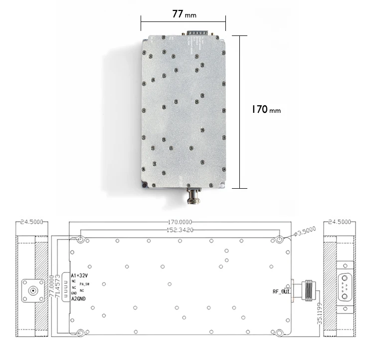 100w 420-450mhz 433 High Power Rf Amplifier Module With Signal ...