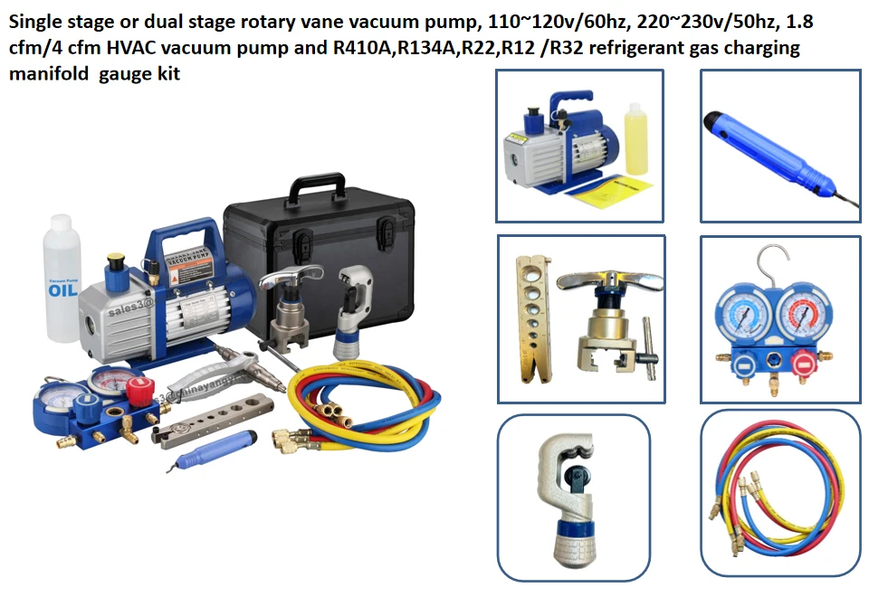 Hvac Refrigerant Vacuum Pump Tool Kit Set For Car Ac Repair - Odm/oem